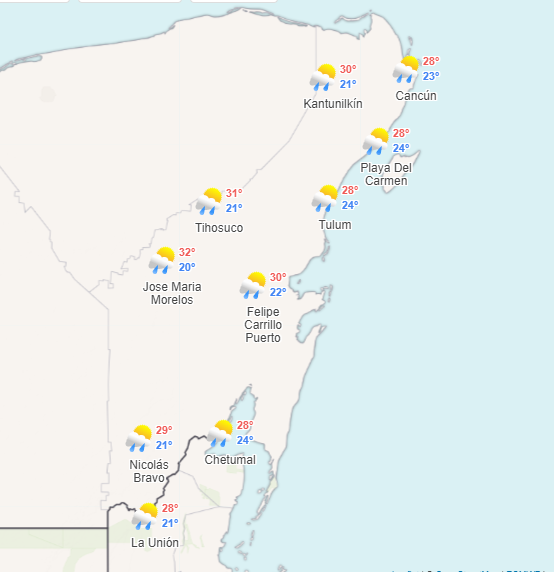 Clima para hoy en Cancún y Quintana Roo: Cielo medio nublado
