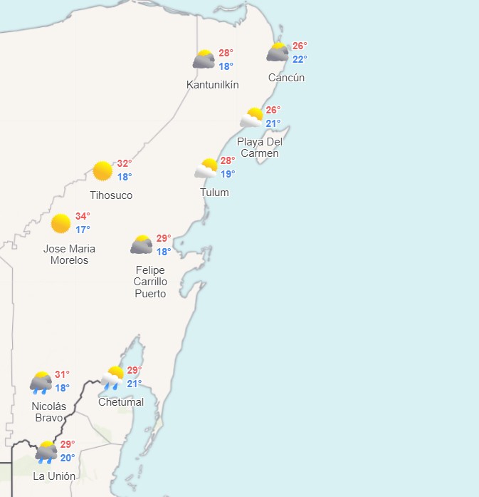 Clima para hoy en Cancún y Quintana Roo: Nublados y chubascos