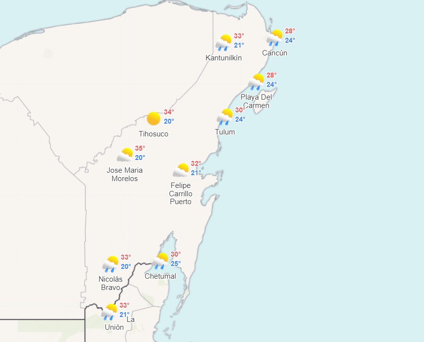 Clima para hoy en Cancún y Quintana Roo: Cielo medio nublado