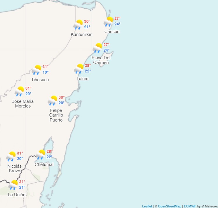 Clima para hoy en Cancún y Quintana Roo: Nublado con chubascos