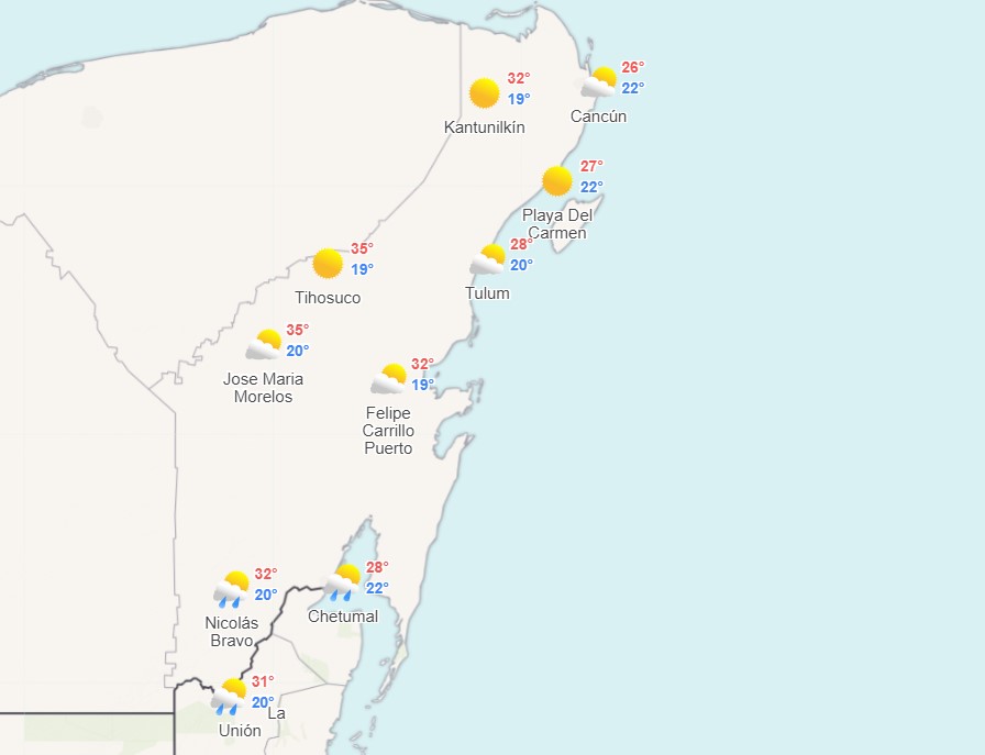 Clima para hoy en Cancún y Quintana Roo: lluvias aisladas y caluroso