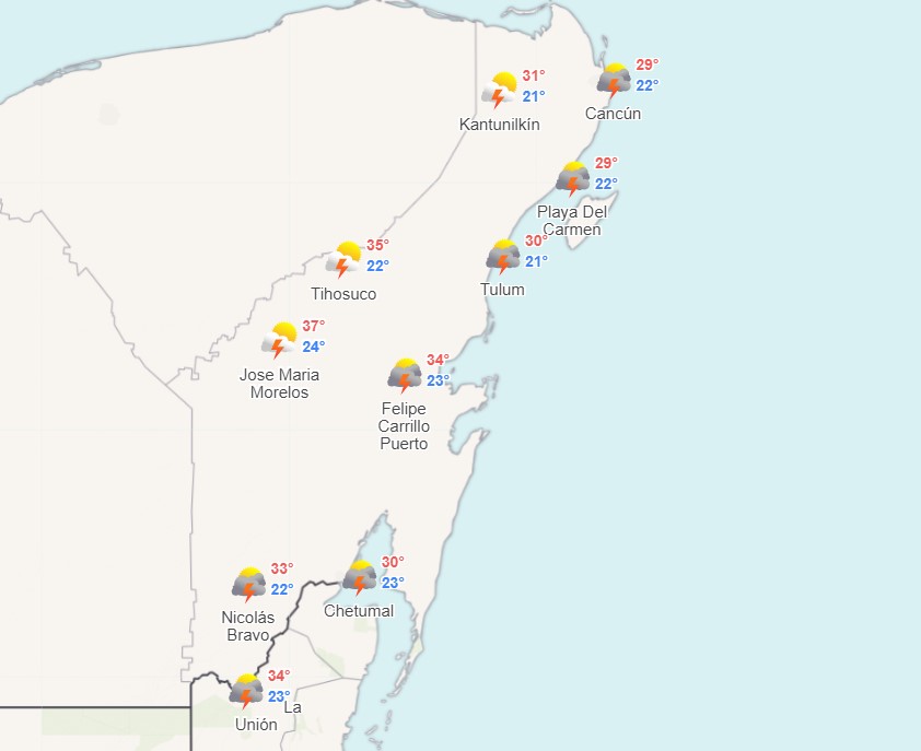 Clima para hoy en Cancún y Quintana Roo: Chubascos con vientos de surada