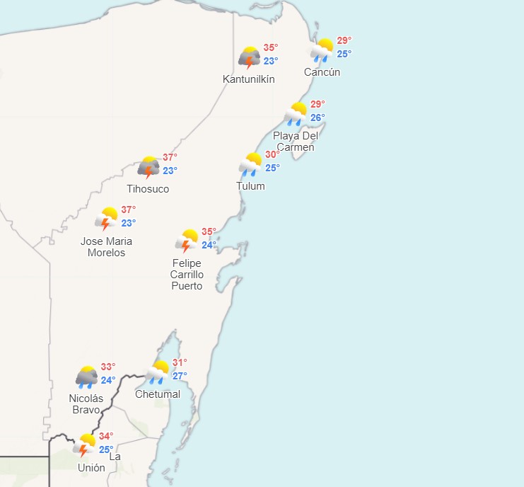 Clima para hoy en Cancún y Quintana Roo: Nublado con lluvias